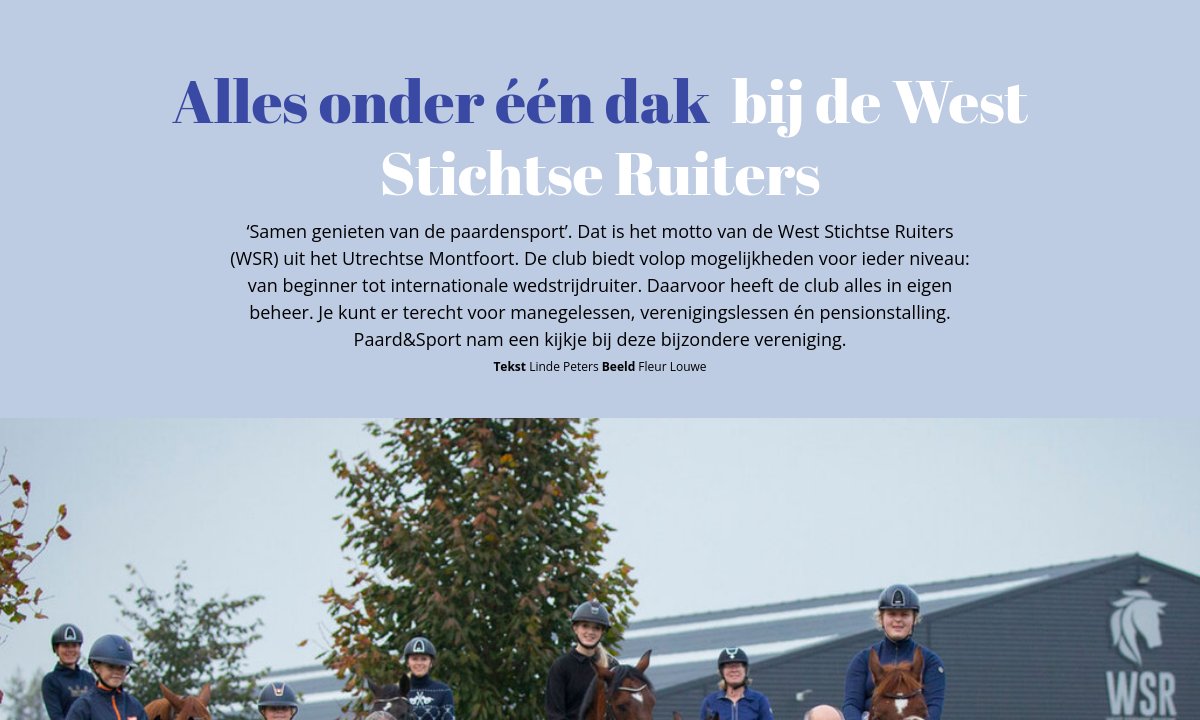 Reportage West Stichtse Ruiters - editie 4 2024